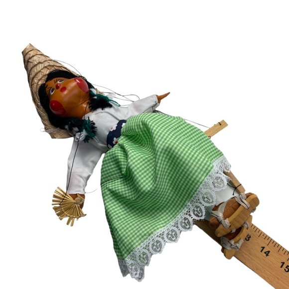 Accents | Vintage Hispanic Girl Hand Made Oil Cloth Doll Marionette ...
